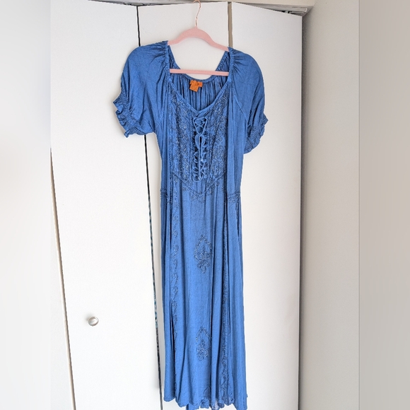 Sakkas | Dresses | Sakkas Womens Medieval Style Indigo Gathered Dress ...